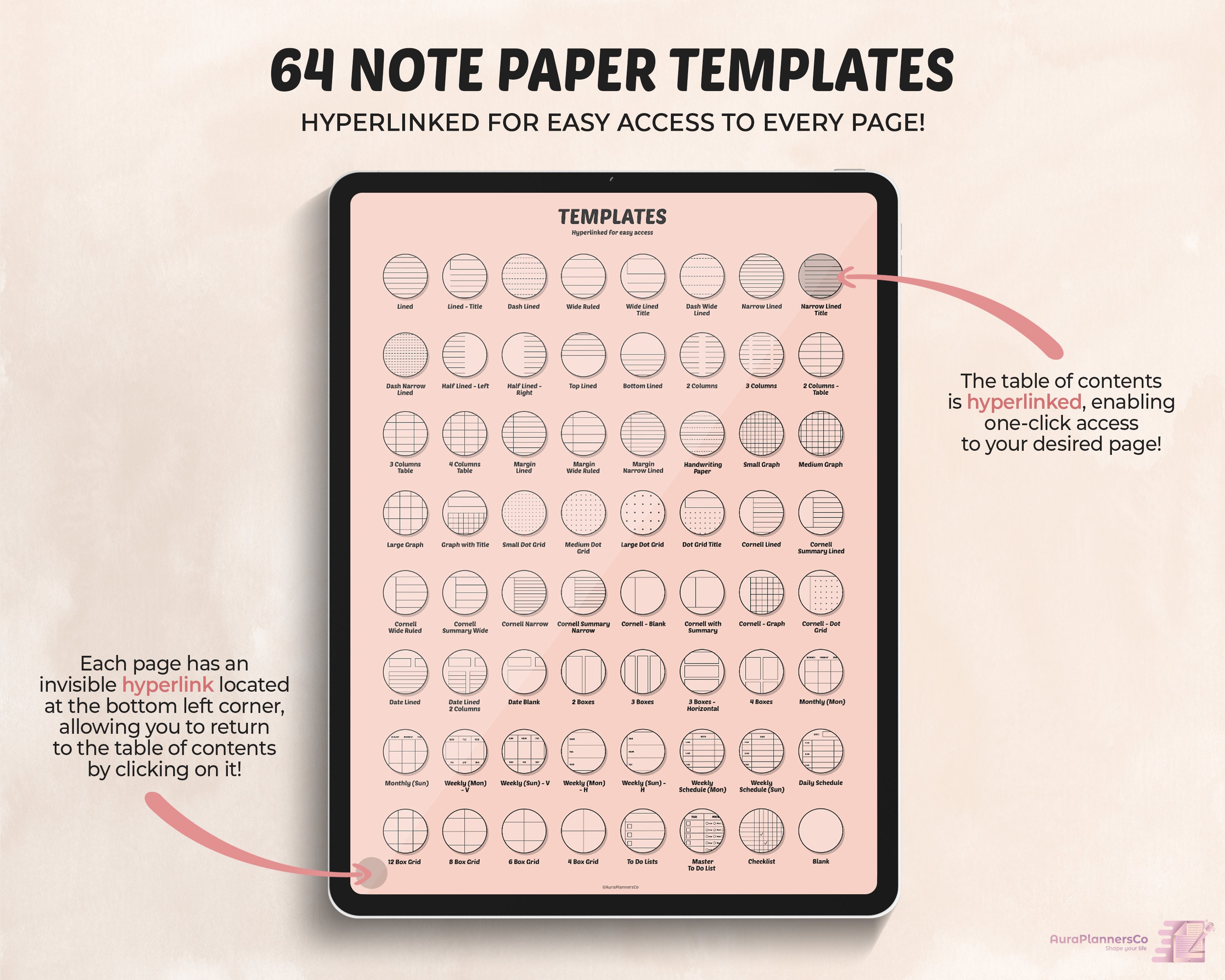 Portrait Digital Student Notebook With Tabs, Note Paper, Digital Paper ...