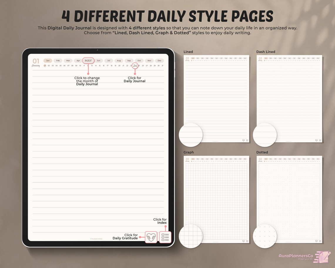 Digital Daily Journal Pages, Goodnotes Planner, Journal Diary, Digital ...