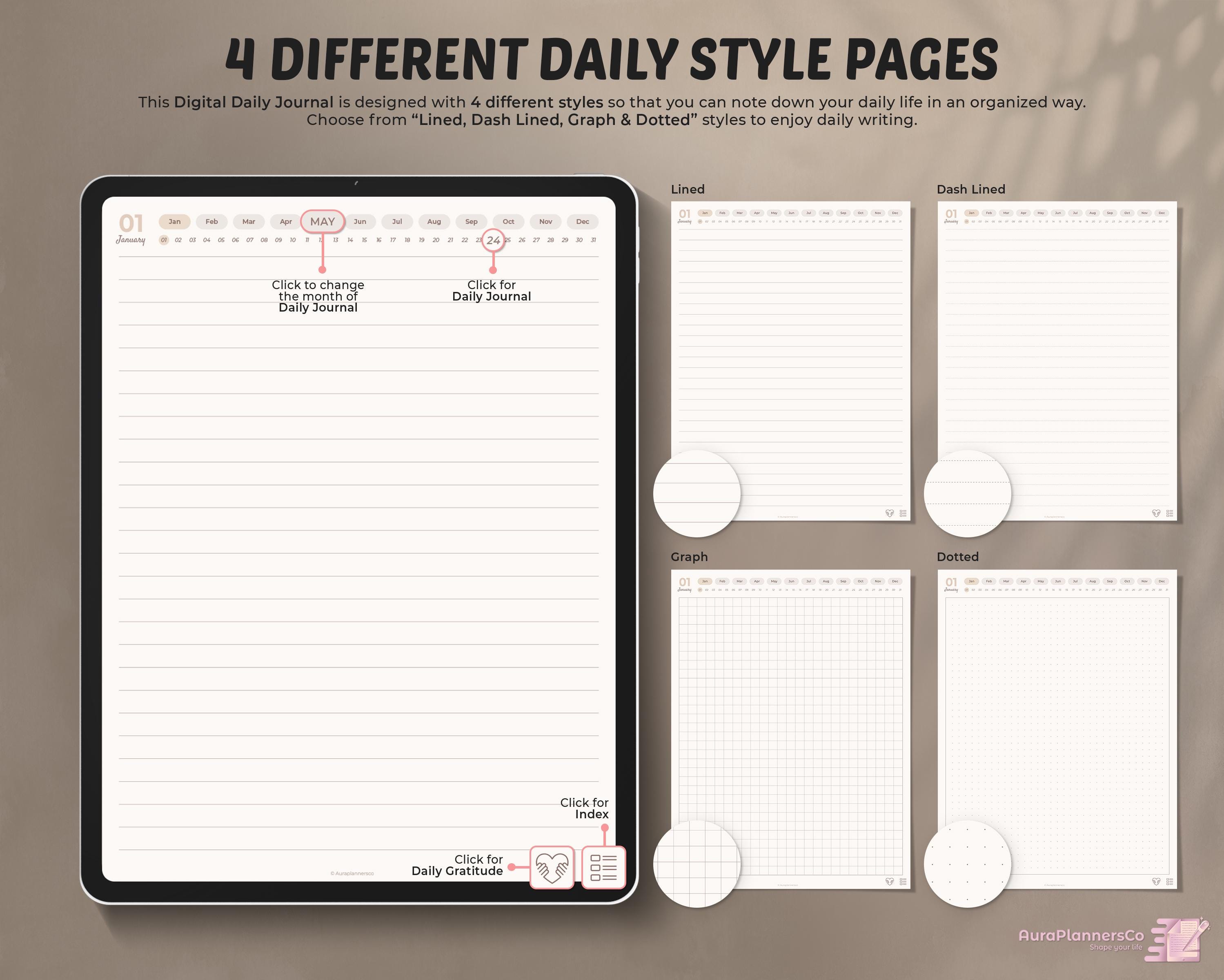 Digital Daily Journal Pages, Goodnotes Planner, Journal Diary, Digital ...