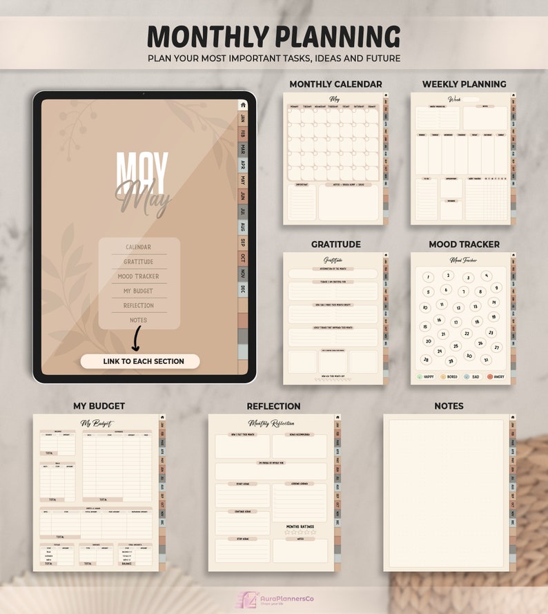 Undated Goodnotes Planner Monthly Digital Planner Goodnotes - Etsy