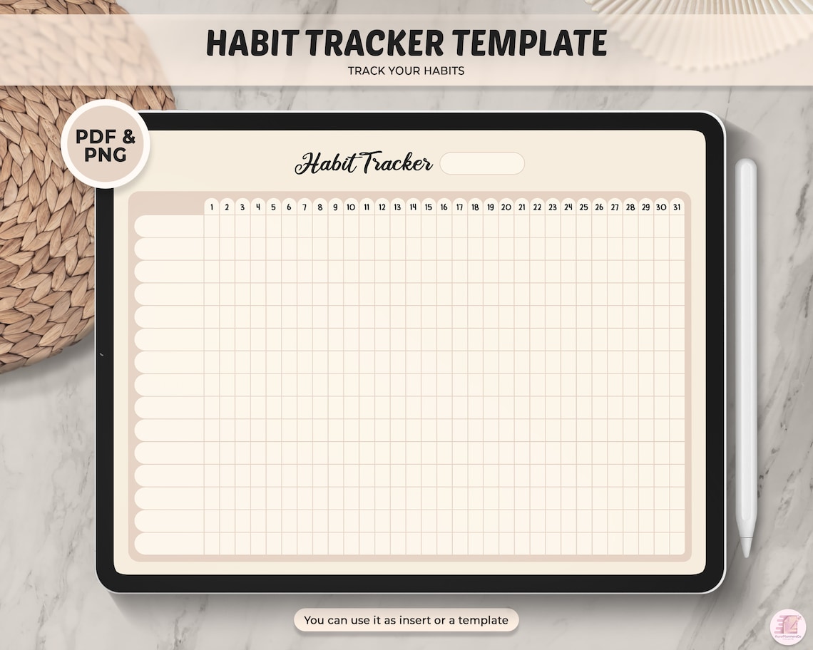 Goodnotes Template Monthly Habit Tracker Daily Habit - Etsy
