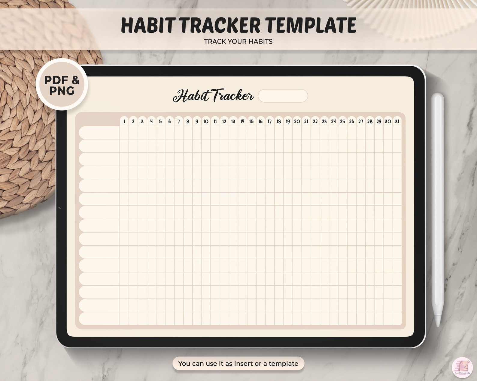 Goodnotes Template, Monthly Habit Tracker, Daily Habit Planner, iPad ...