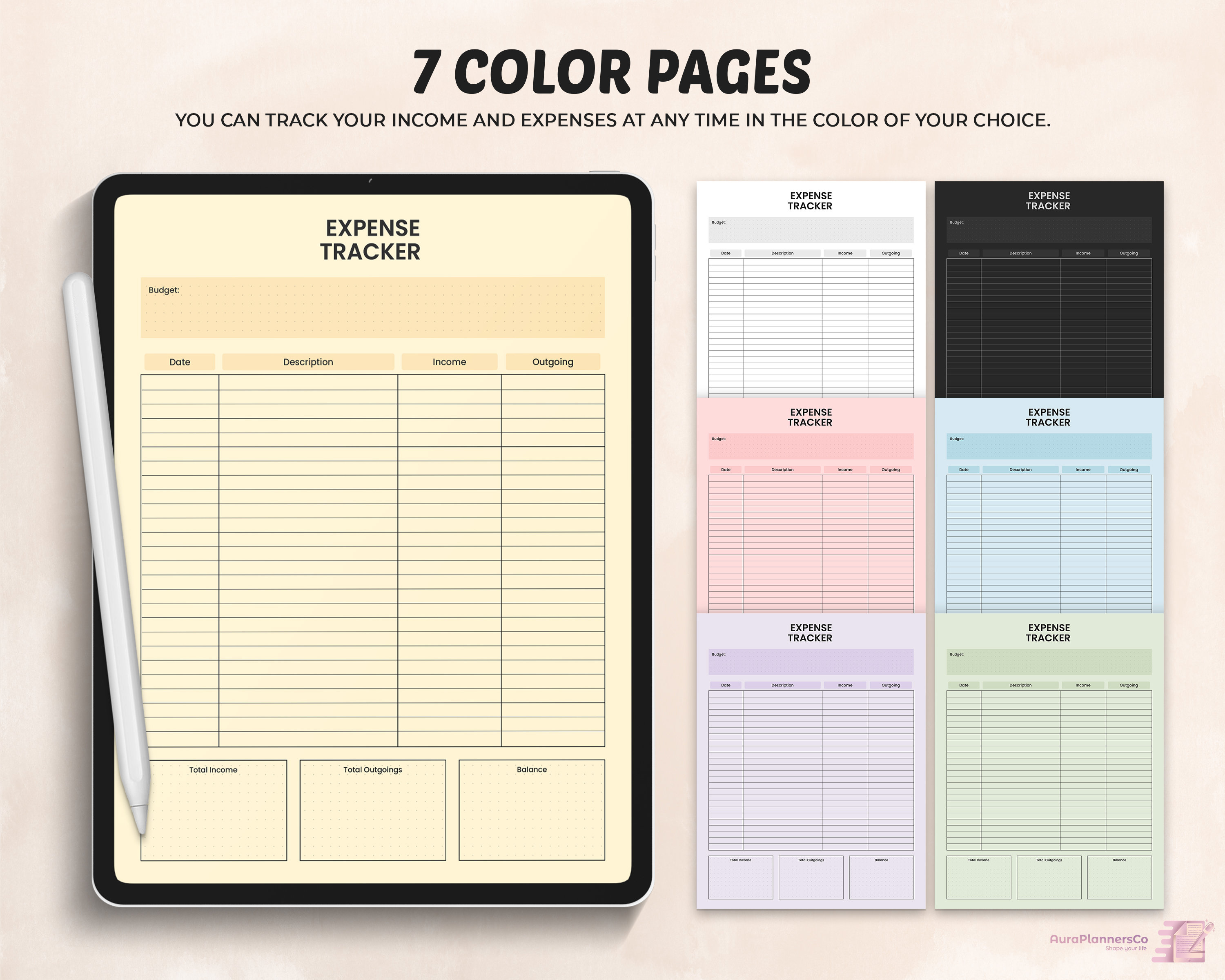 Expense Tracker Goodnotes Template, Expense Tracker Page, Spending ...