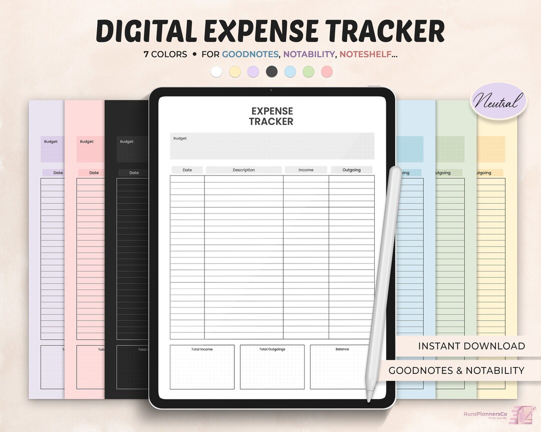 Expense Tracker Goodnotes Template, Expense Tracker Page, Spending ...