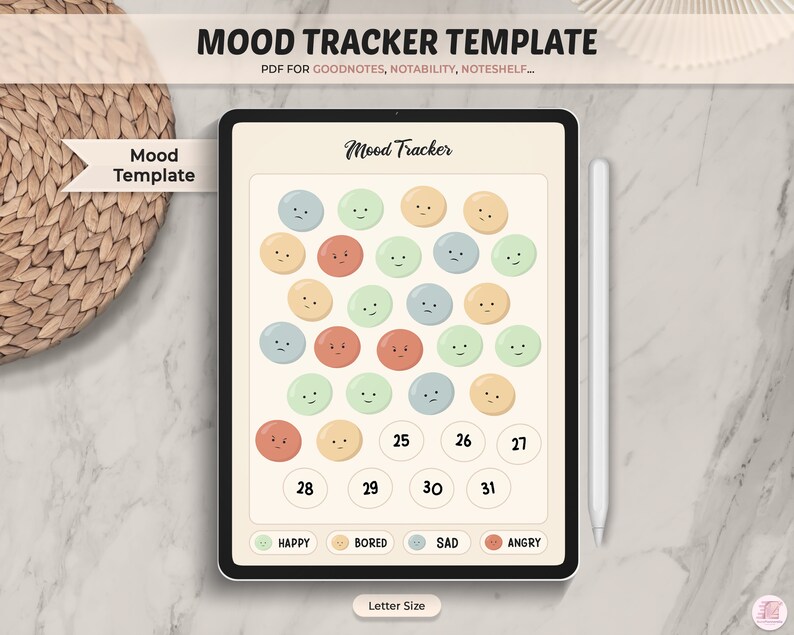 Mood Tracker Goodnotes Template Monthly Mood Tracker - Etsy
