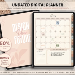 Undated Goodnotes Planner, Monthly Digital Planner, Goodnotes Template ...