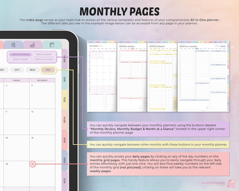 2026 All-in-one Digital Planner: Rainbow Theme, Goodnotes & Notability ...