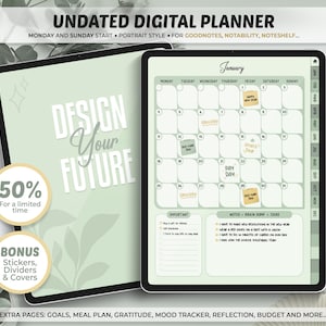 Undated Goodnotes Planner, Monthly Digital Planner, Goodnotes Template ...