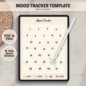 Mood Tracker Goodnotes Template, Monthly Mood Tracker Template, Undated ...