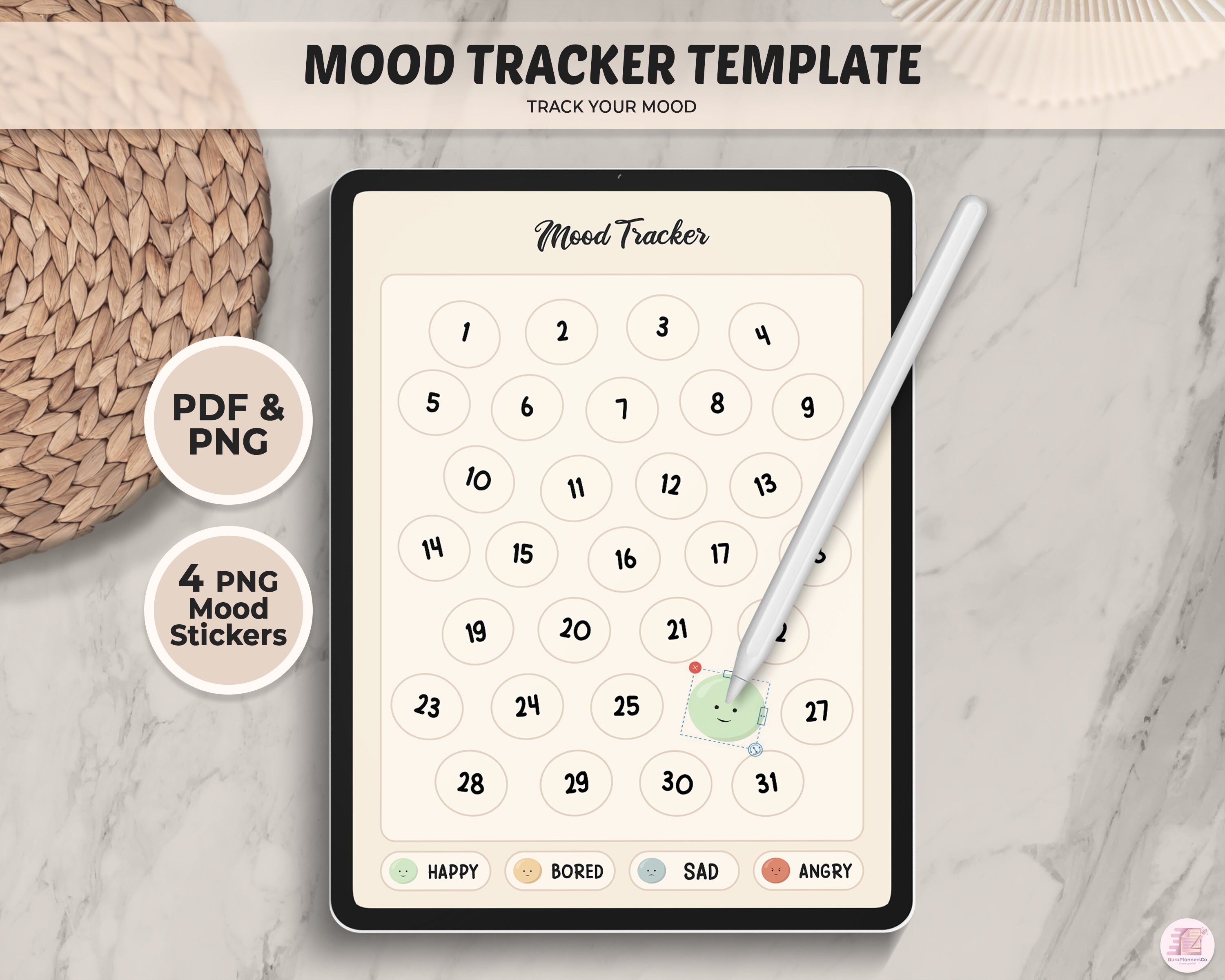 Mood Tracker Goodnotes Template Monthly Mood Tracker - Etsy