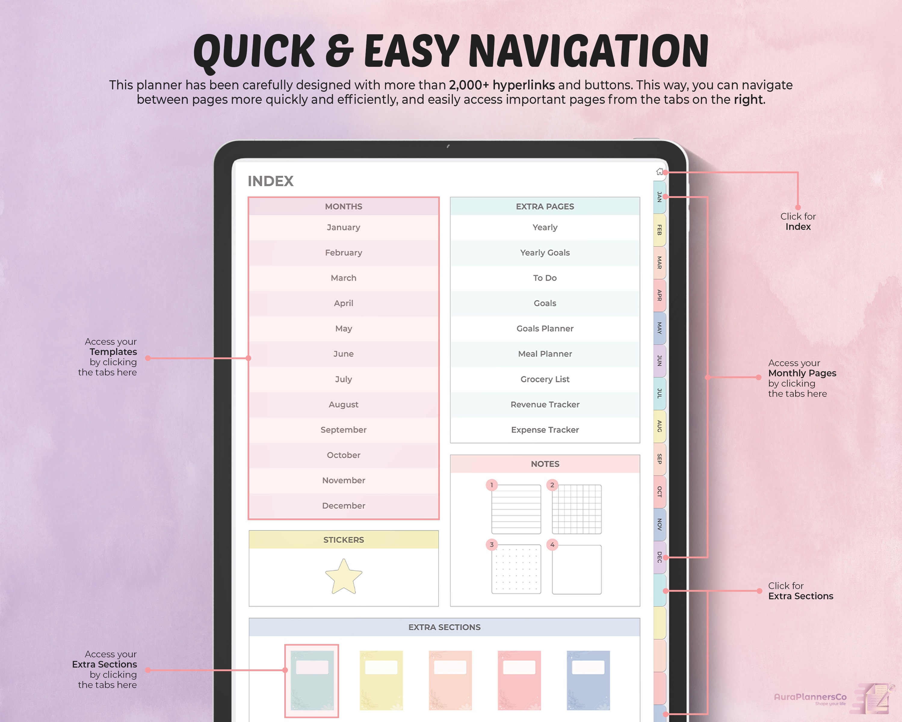 Undated Digital Planner: Rainbow Theme, Goodnotes & Notability (digital ...