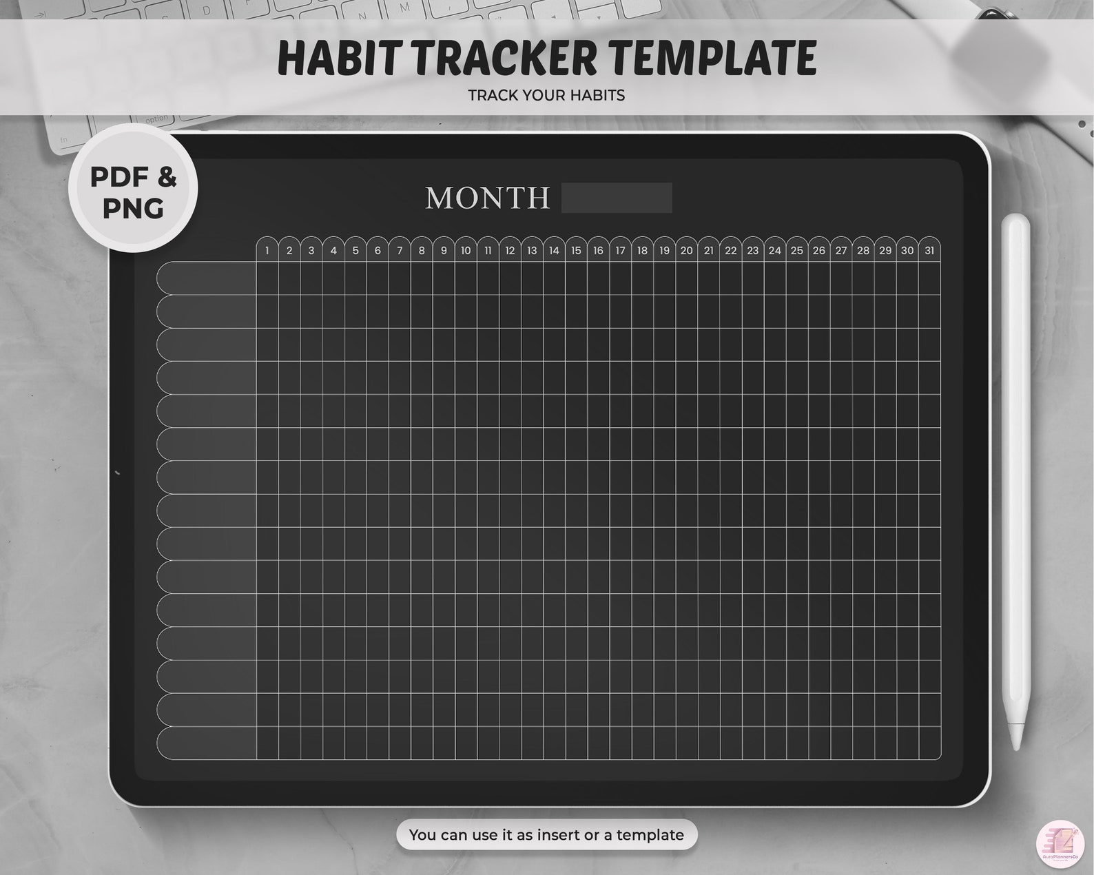 Goodnotes Template, Monthly Habit Tracker, Daily Habit Planner, iPad ...