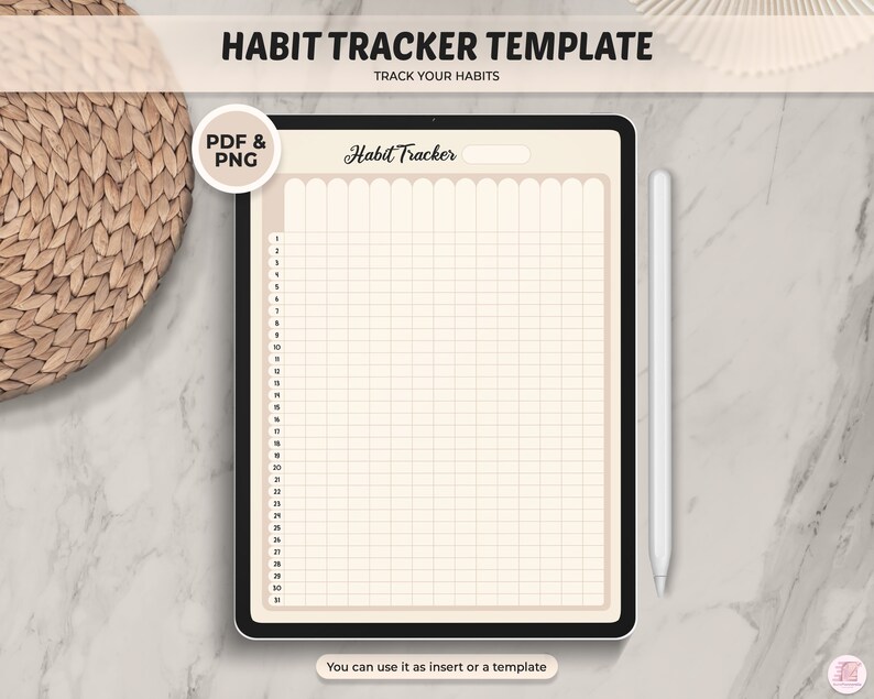 Goodnotes Template, Monthly Habit Tracker, Daily Habit Planner, iPad ...
