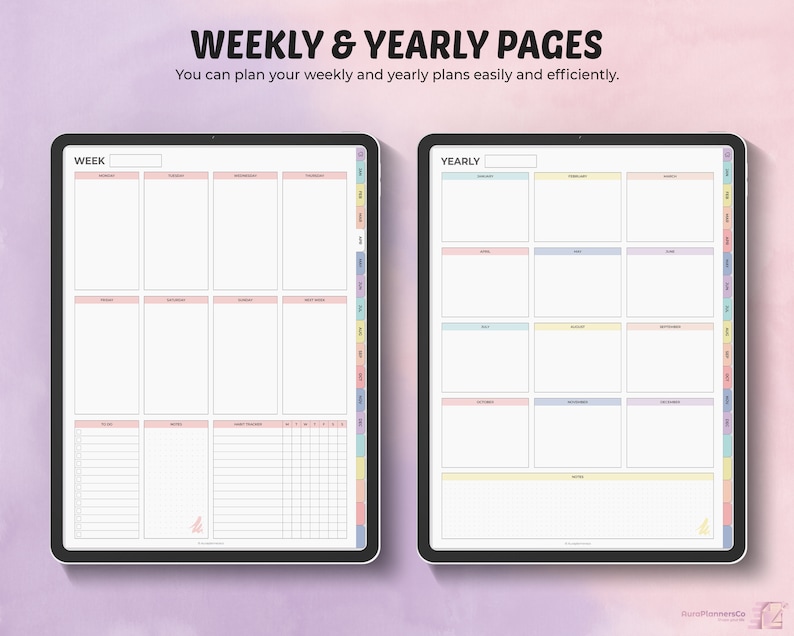 Undated Digital Planner: Rainbow Theme, Goodnotes & Notability (digital ...
