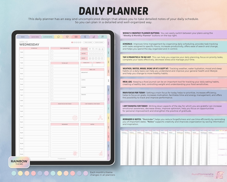 2026 All-in-one Digital Planner: Rainbow Theme, Goodnotes & Notability ...