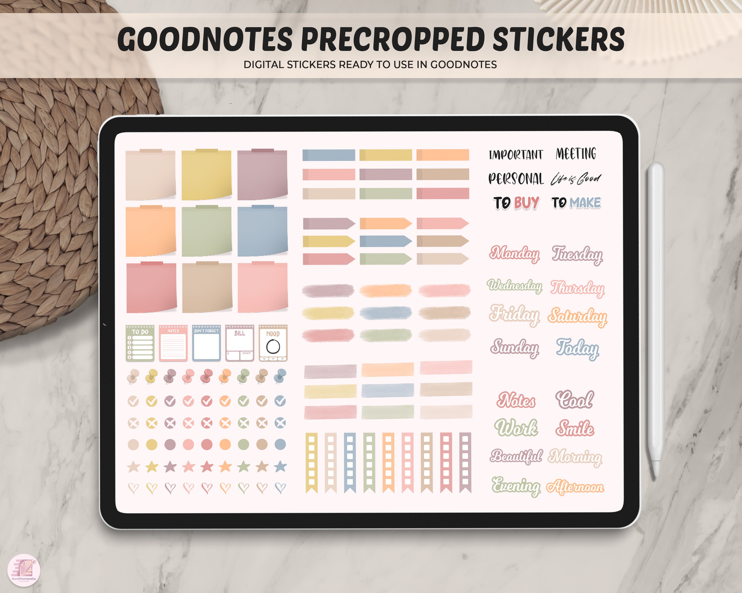 Goodnotes Digital Stickers, Boho Digital Stickers Precropped, Digital ...