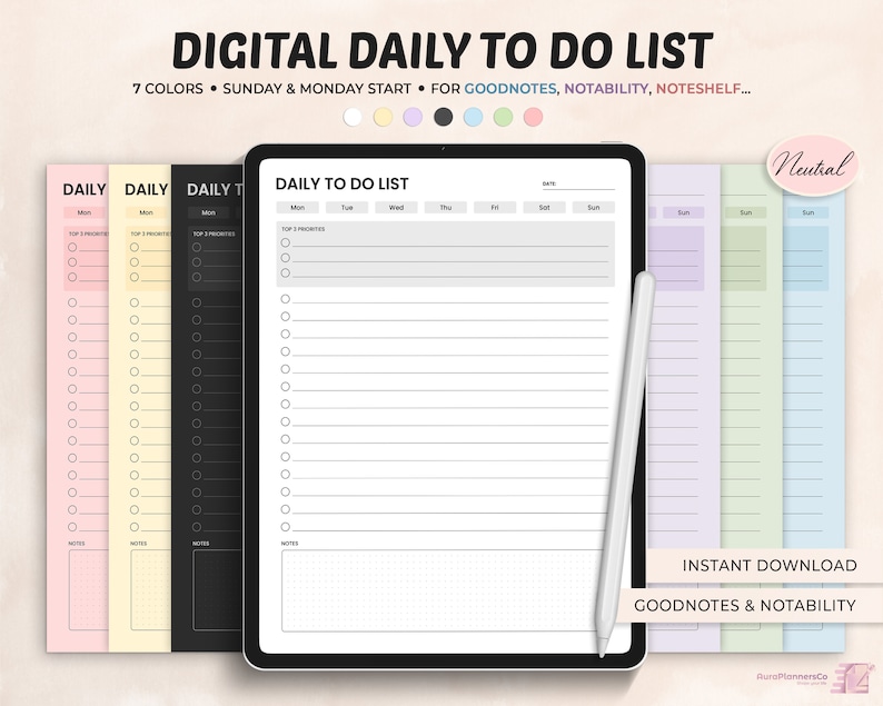 Digital to Do List Goodnotes Template Dark Mode to Do List - Etsy Australia