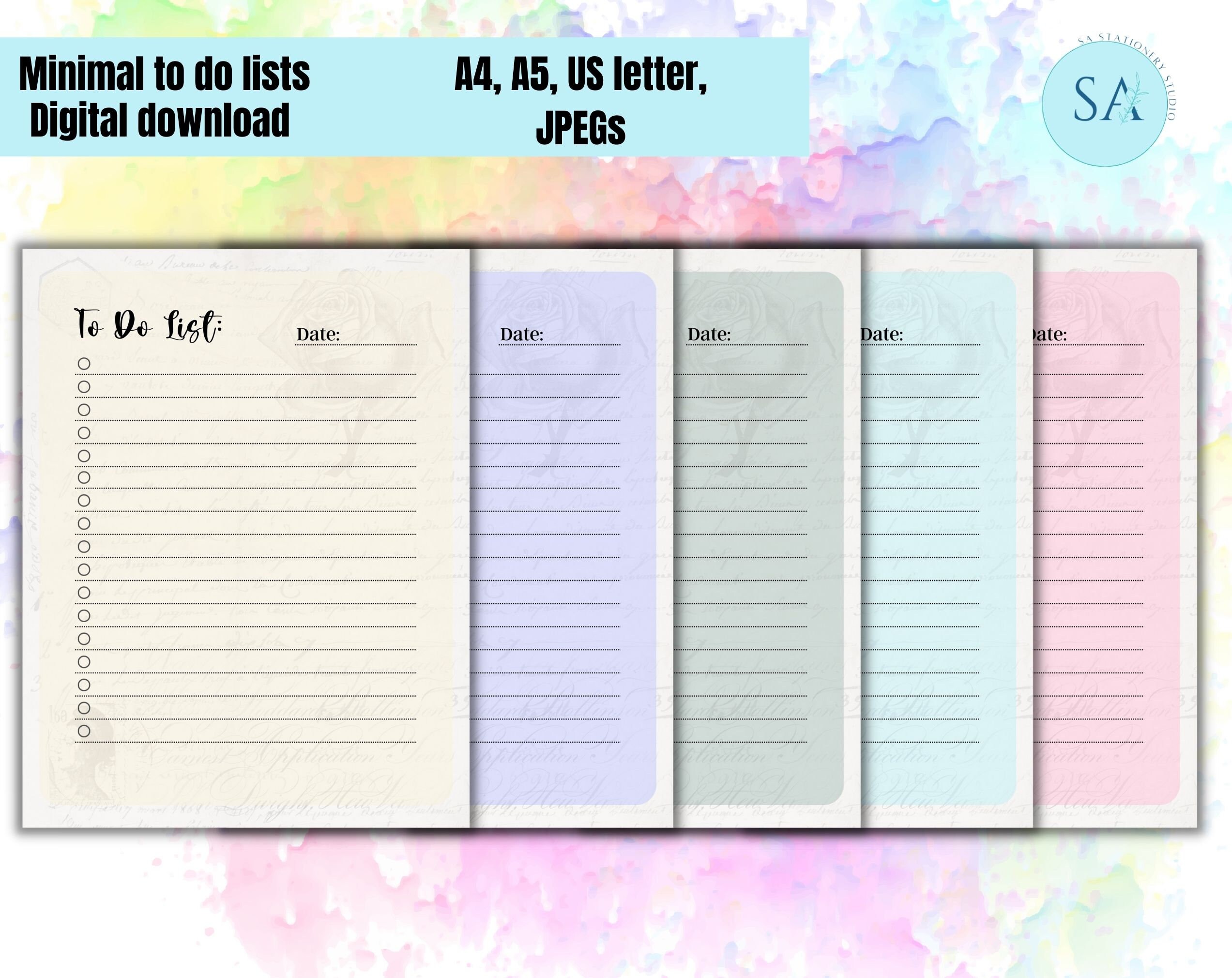 Minimal Printable to Do Lists A4 A5 US Letter Download - Etsy