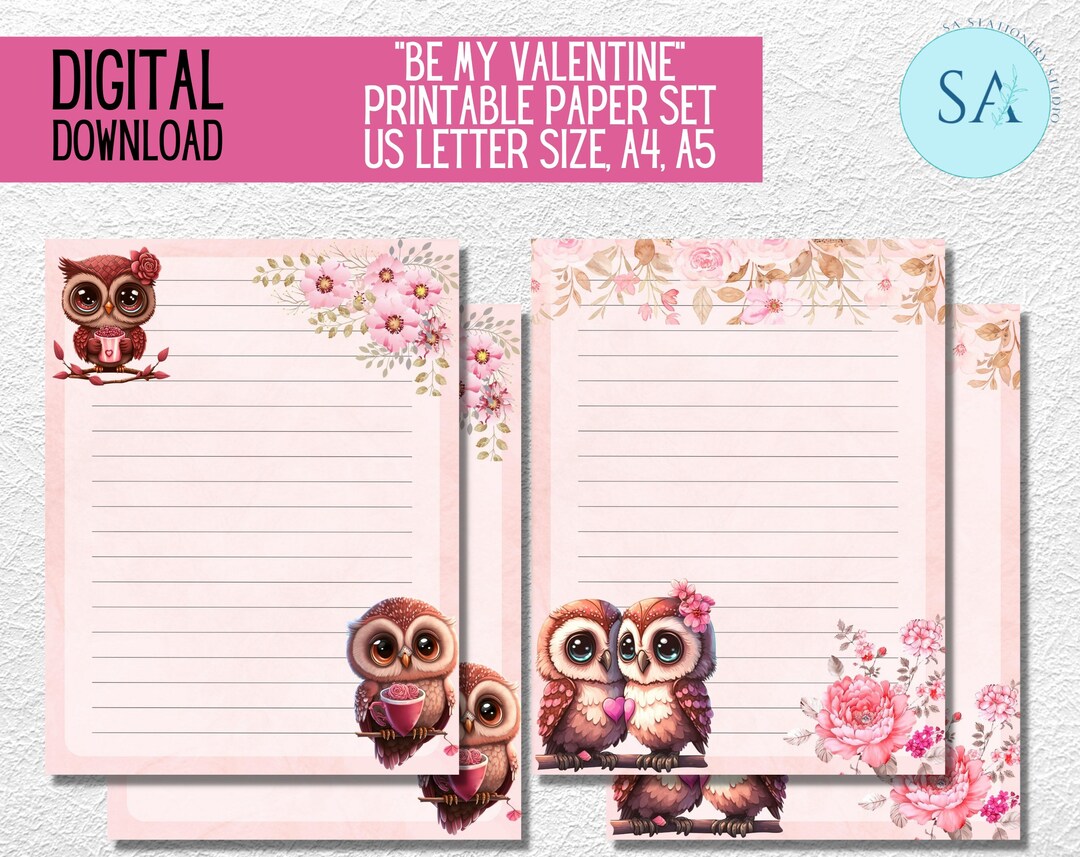 Be My Valentine Stationery Set, Letter, US Letter Size, A5, A4 ...