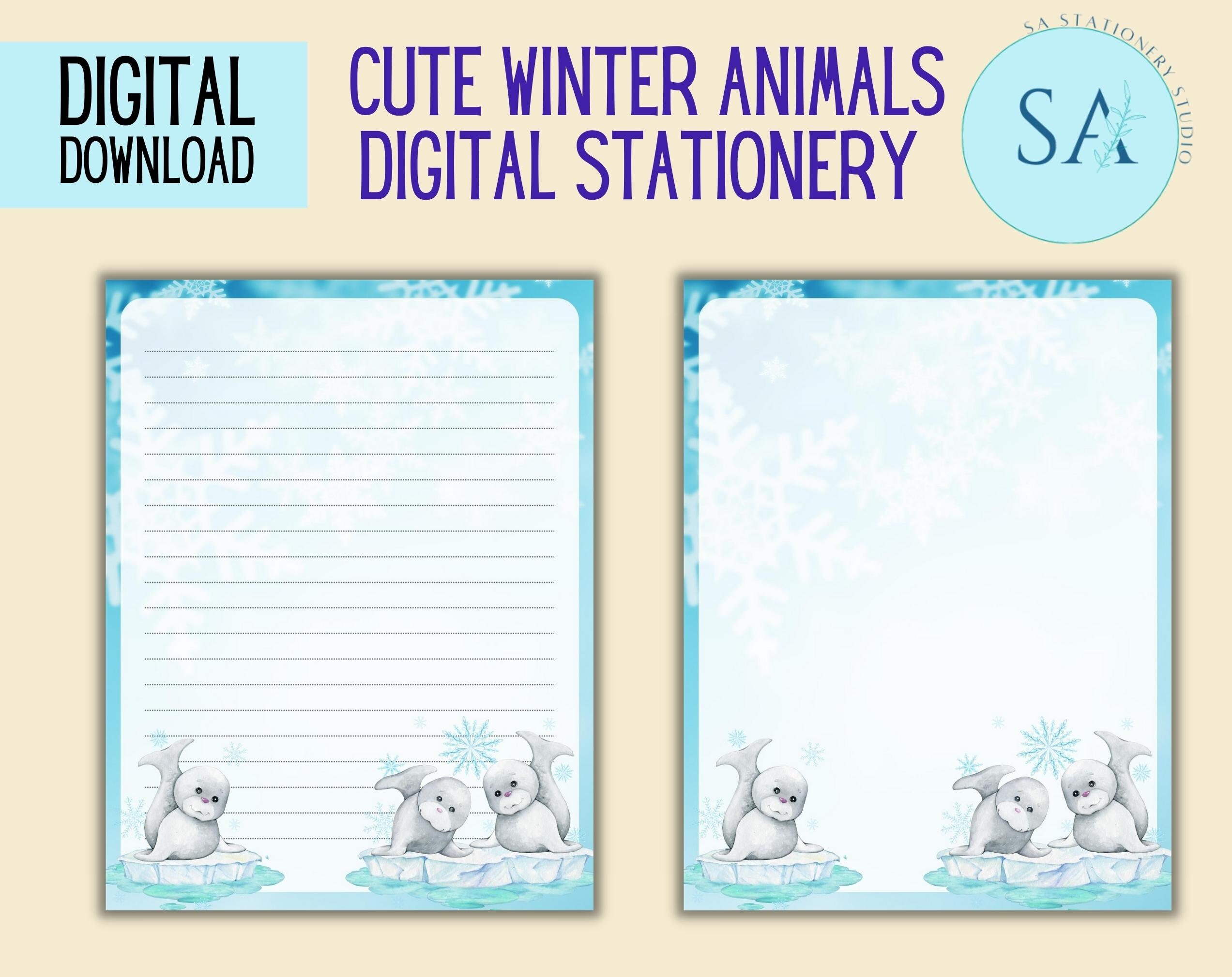 Cute Animals Stationery Set, Letter, US Letter Size, A5, A4, Printable ...