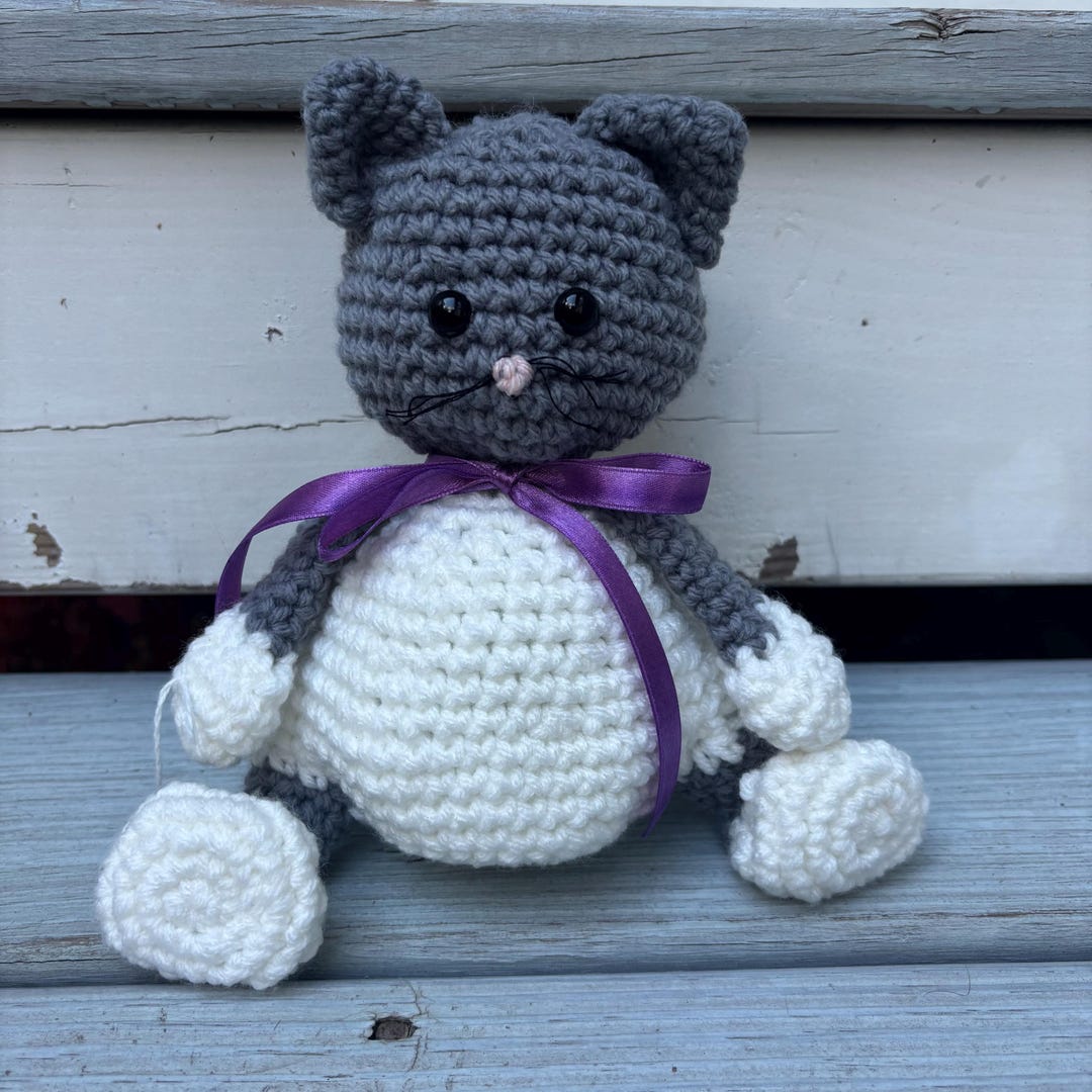 Handmade Crocheted Grey Cat Plushie - Etsy