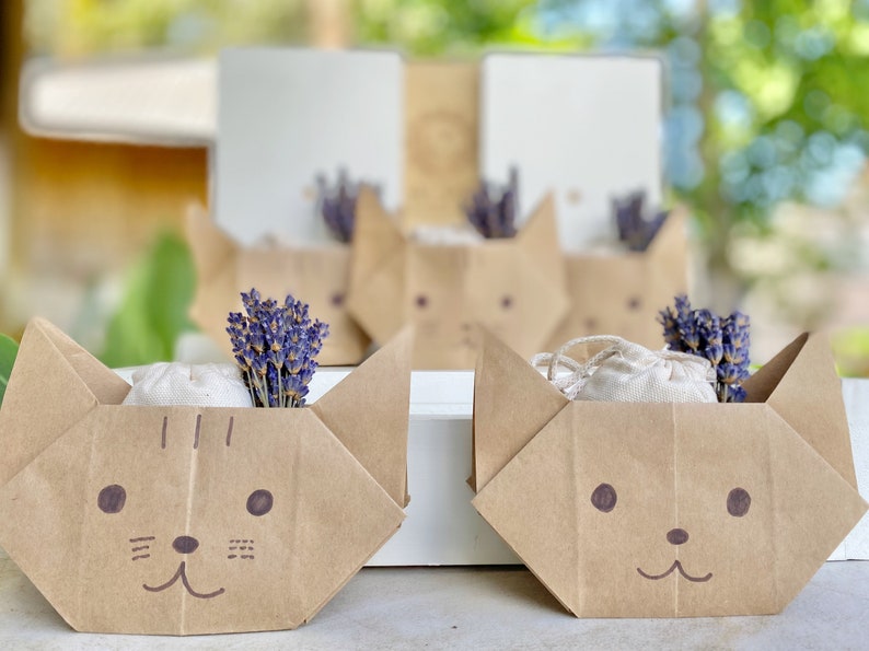 Lavender Sachet Set With Origami Cat - Etsy