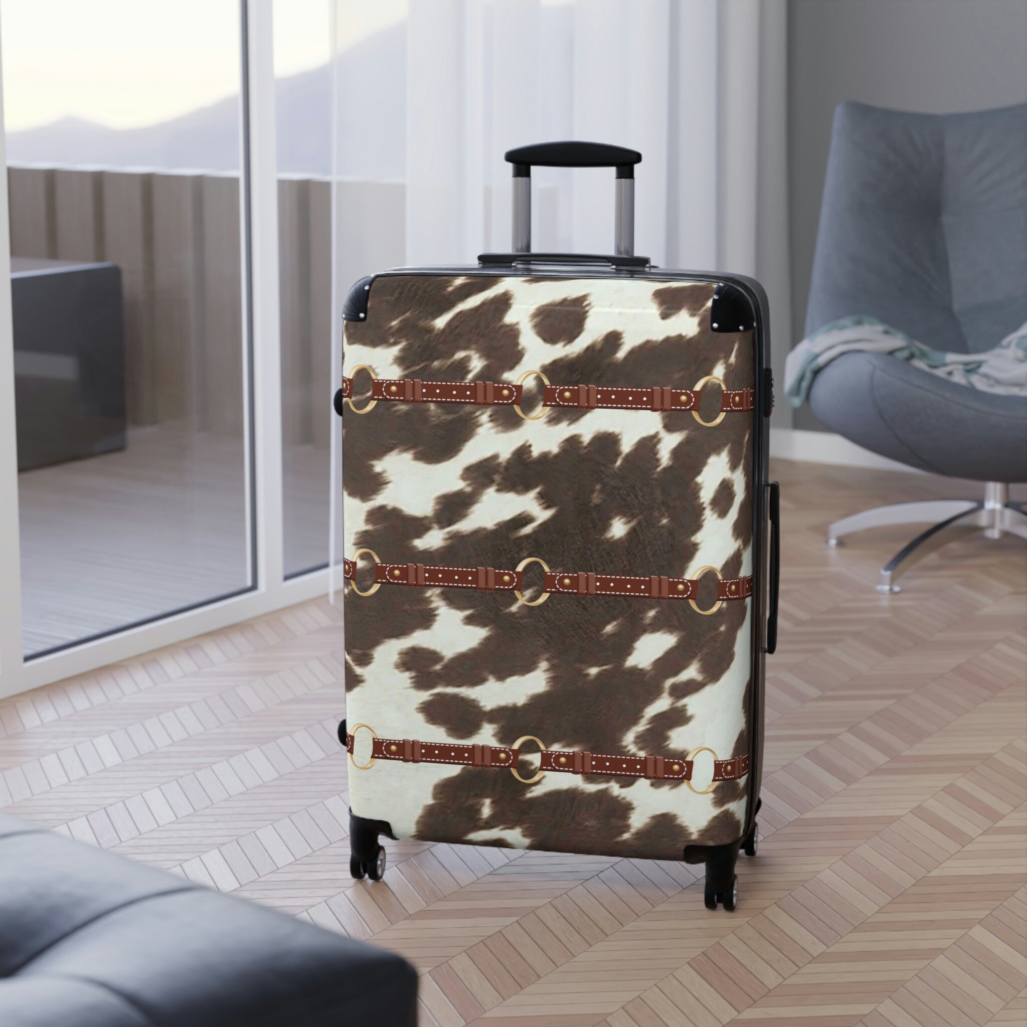 Animal Print Suitcase, Cow Print, Hardshell Suitcase, Made to Order ...