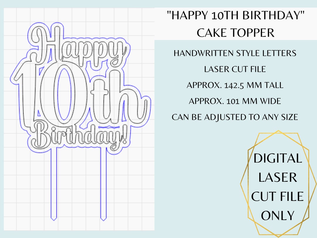 Happy 10th Birthday Cake Topper Tenth Birthday Cake Topper - Etsy