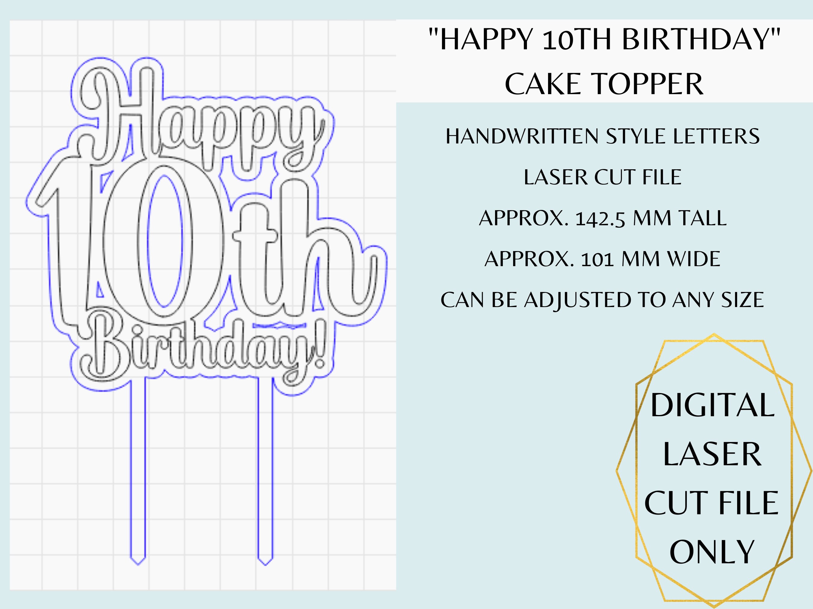 Happy 10th Birthday Cake Topper Tenth Birthday Cake Topper - Etsy