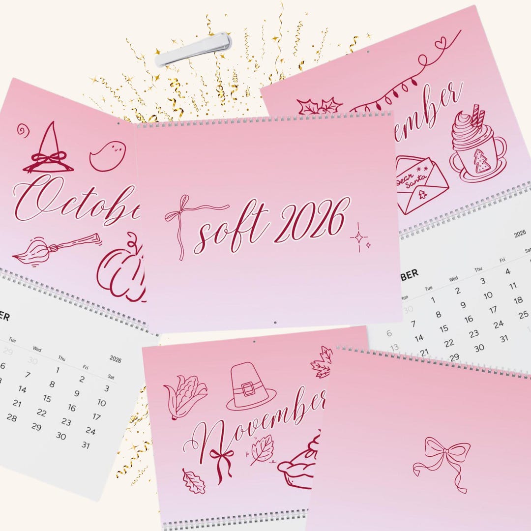 2026 Coquette Bow Calendar Dated 2026 Calendar Office Gift Calendar ...