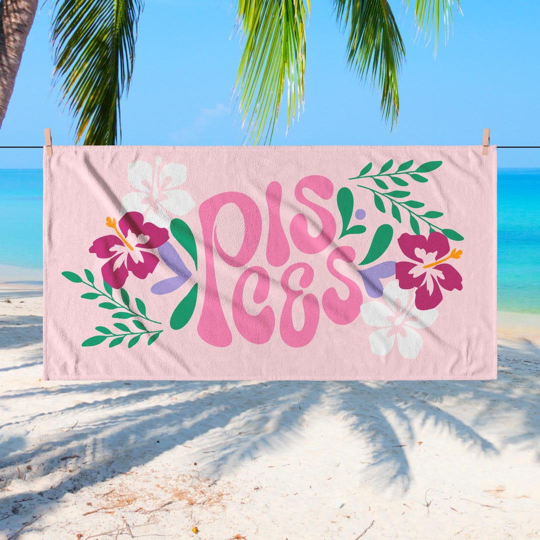Pisces Zodiac Sign Beach Towel Gift, Pisces Birthday Vacation Gift ...