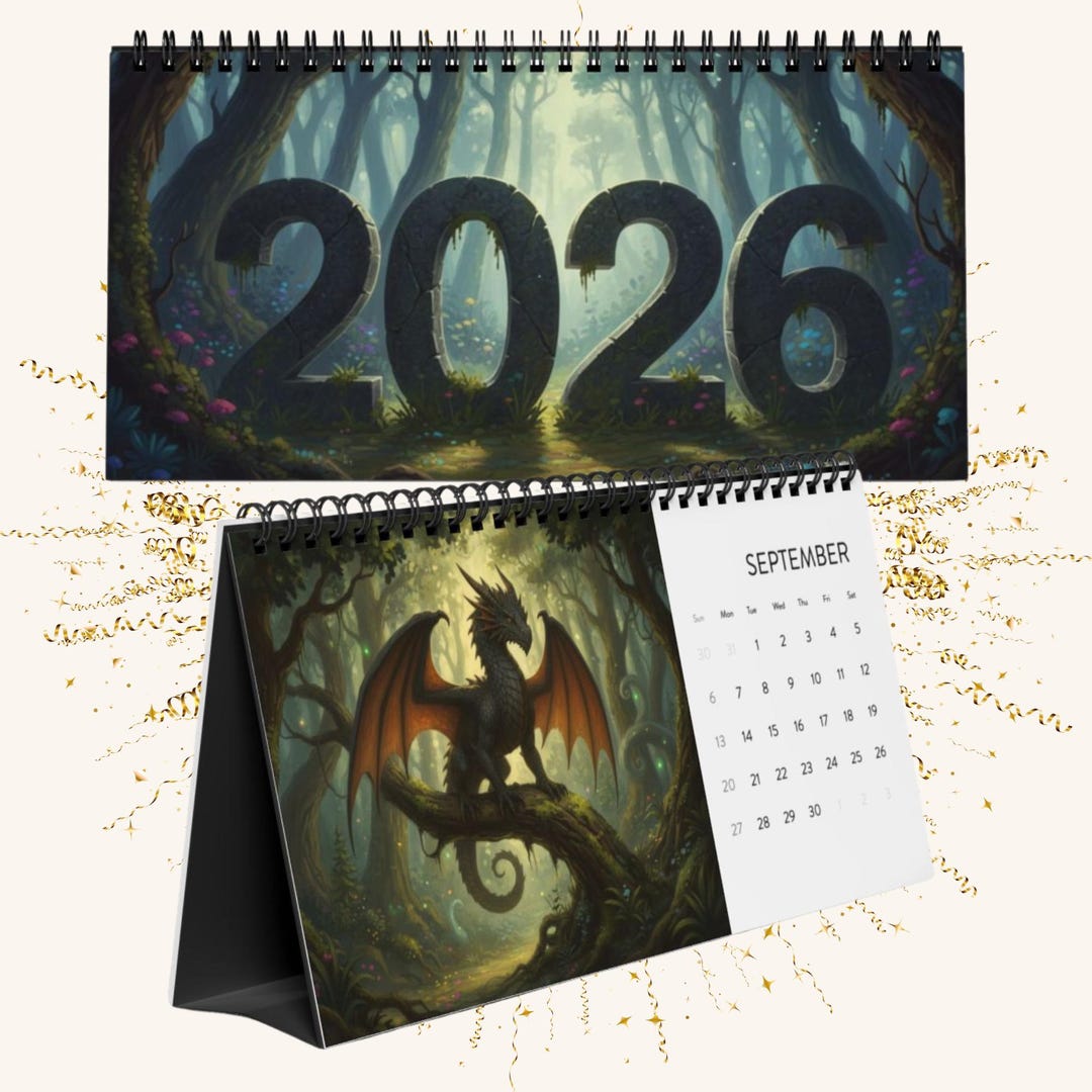 2026 Dragon Calendar Dated Fantasy 2026 Desk Calendar Office Gift ...