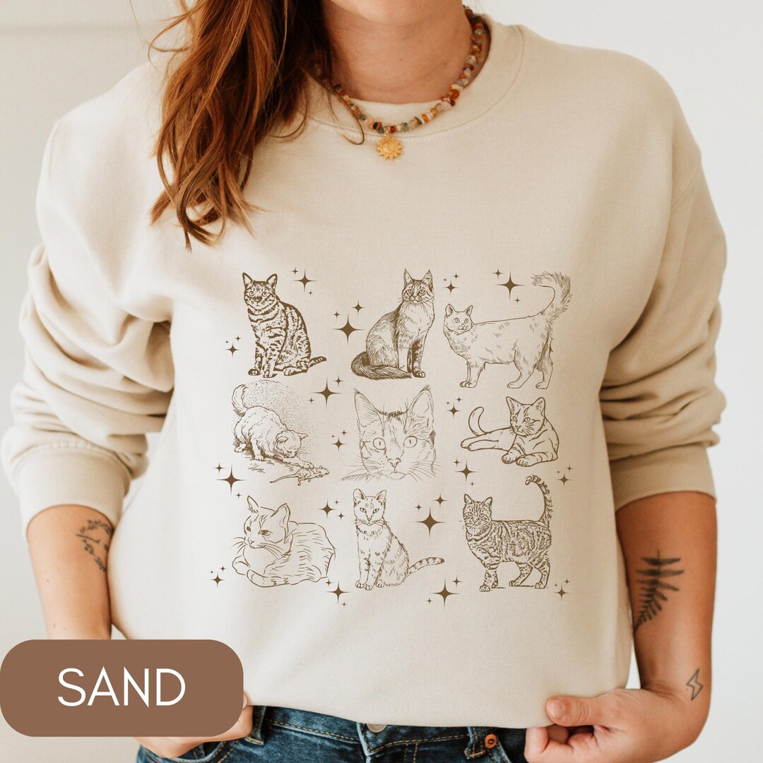 Neutral Cat Vintage Cats 90s Style Sweatshirt Retro Y2k Kitten Top Cat ...