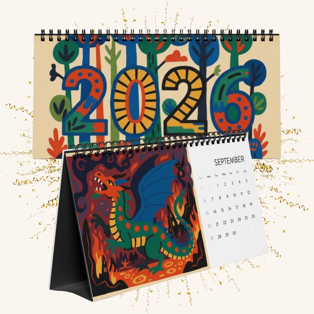 2026 Dragon Calendar Dated Fantasy 2026 Desk Calendar Office Gift ...