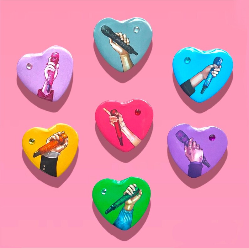 BTS Microphone Heart Buttons - Etsy