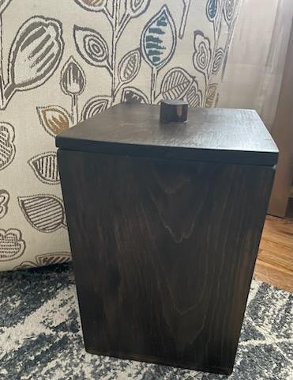 Wood Trash Can W/ Lid Oak Lid Handle Office, Bathroom, Bedroom, Kitchen ...