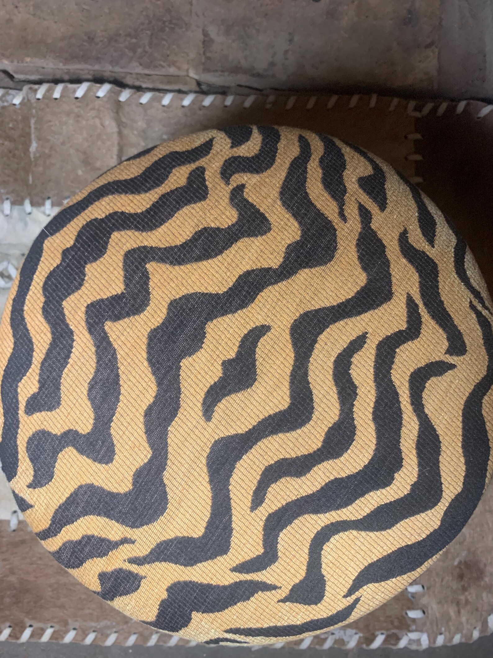 Vintage Tiger Print Steer Horn Designer Stool Animal Print Exotic ...