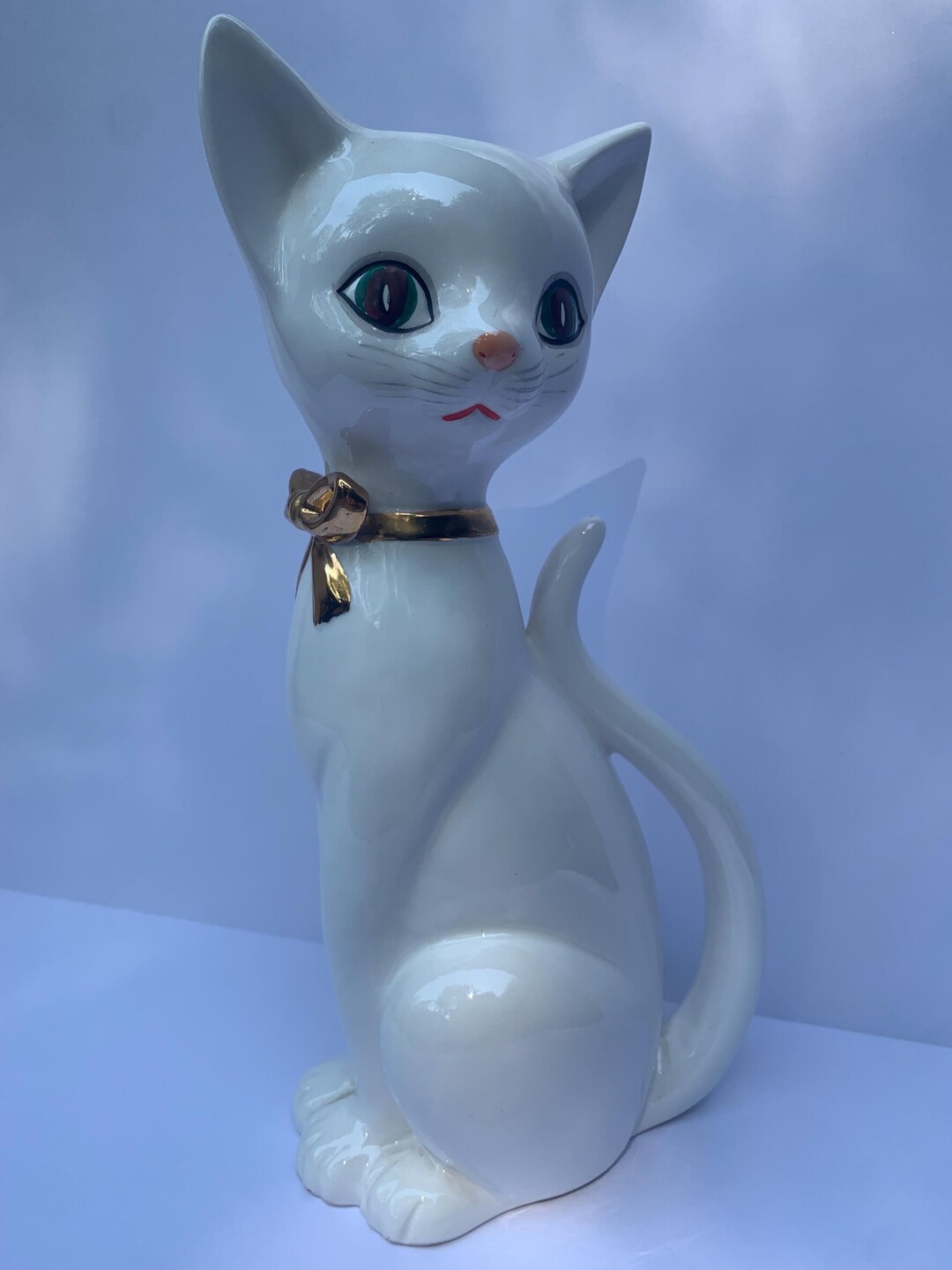 Retro White Kitty Cat Vase Figurine Statue Inarco - Etsy