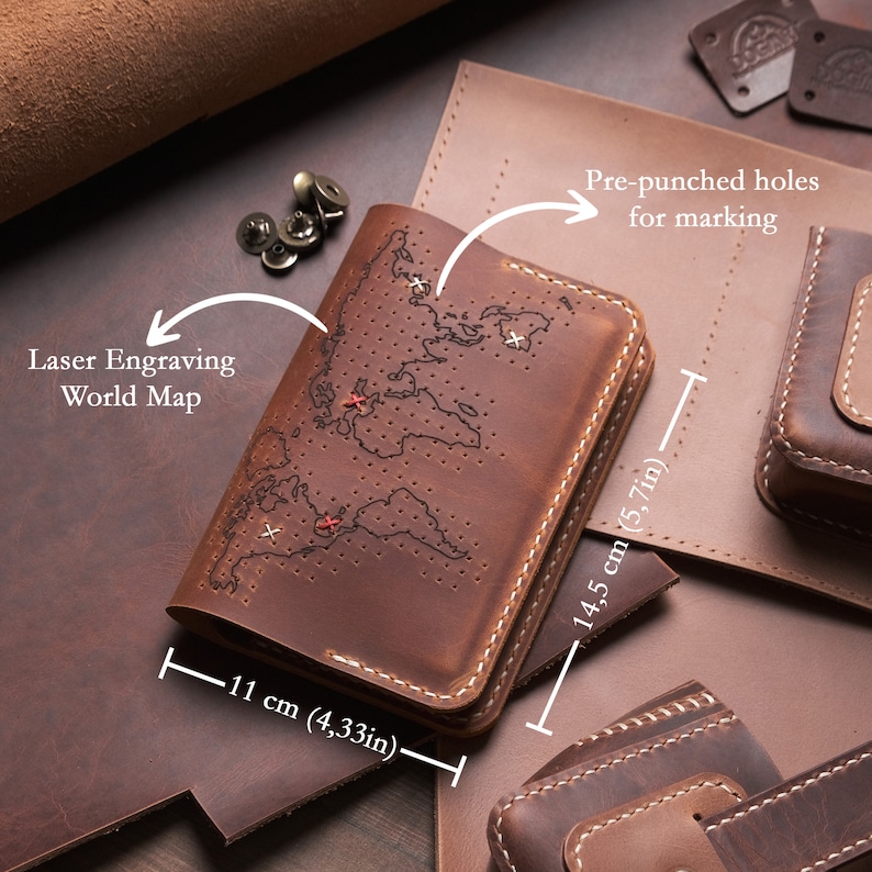World Map Leather Passport Wallet: Personalized Travel Cover - Etsy