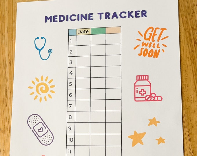 Medication Tracker Medicine Chart Instant Download - Etsy