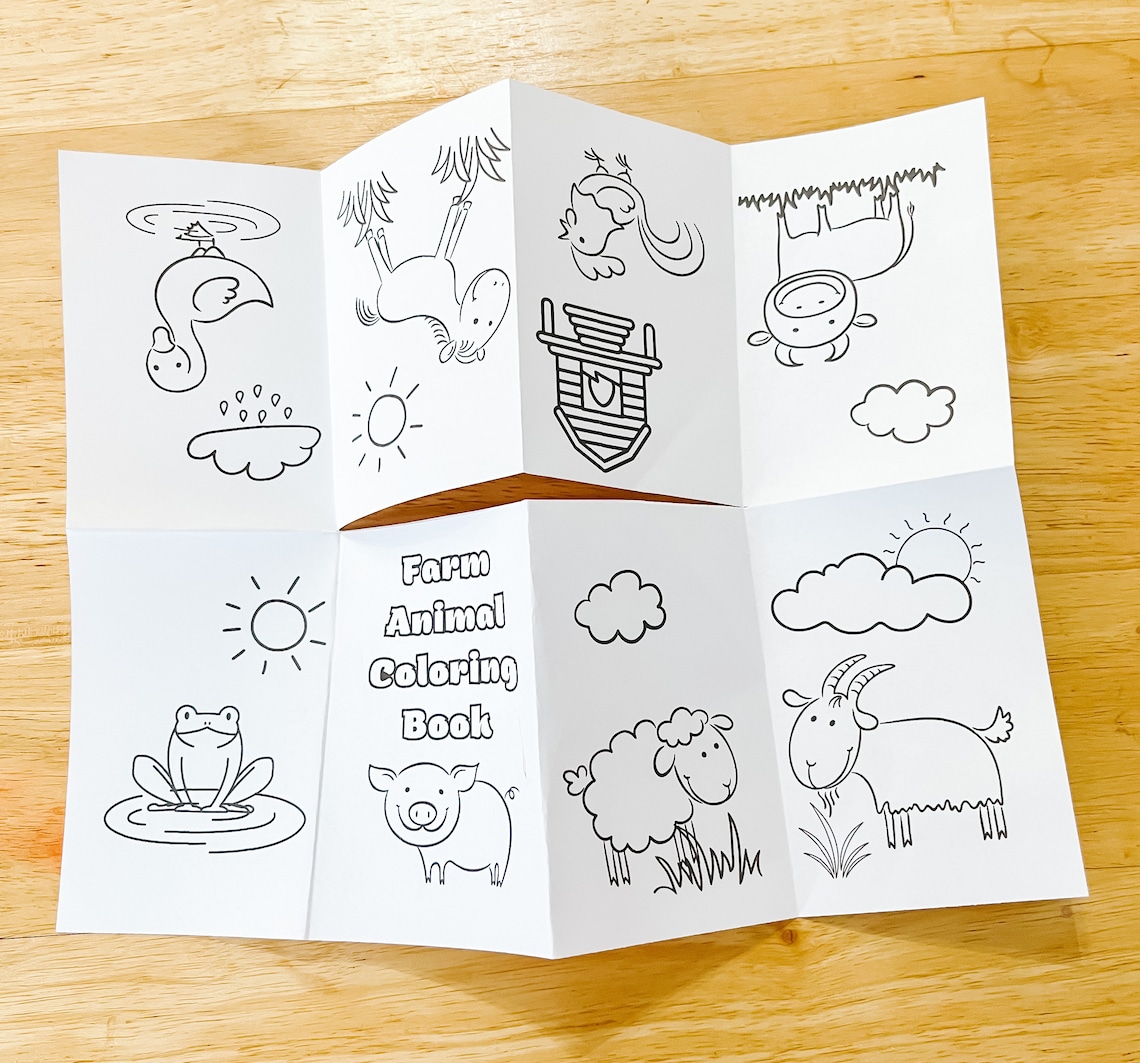 Farm Animal Small Coloring Book/childrens Printable Coloring Booklet ...