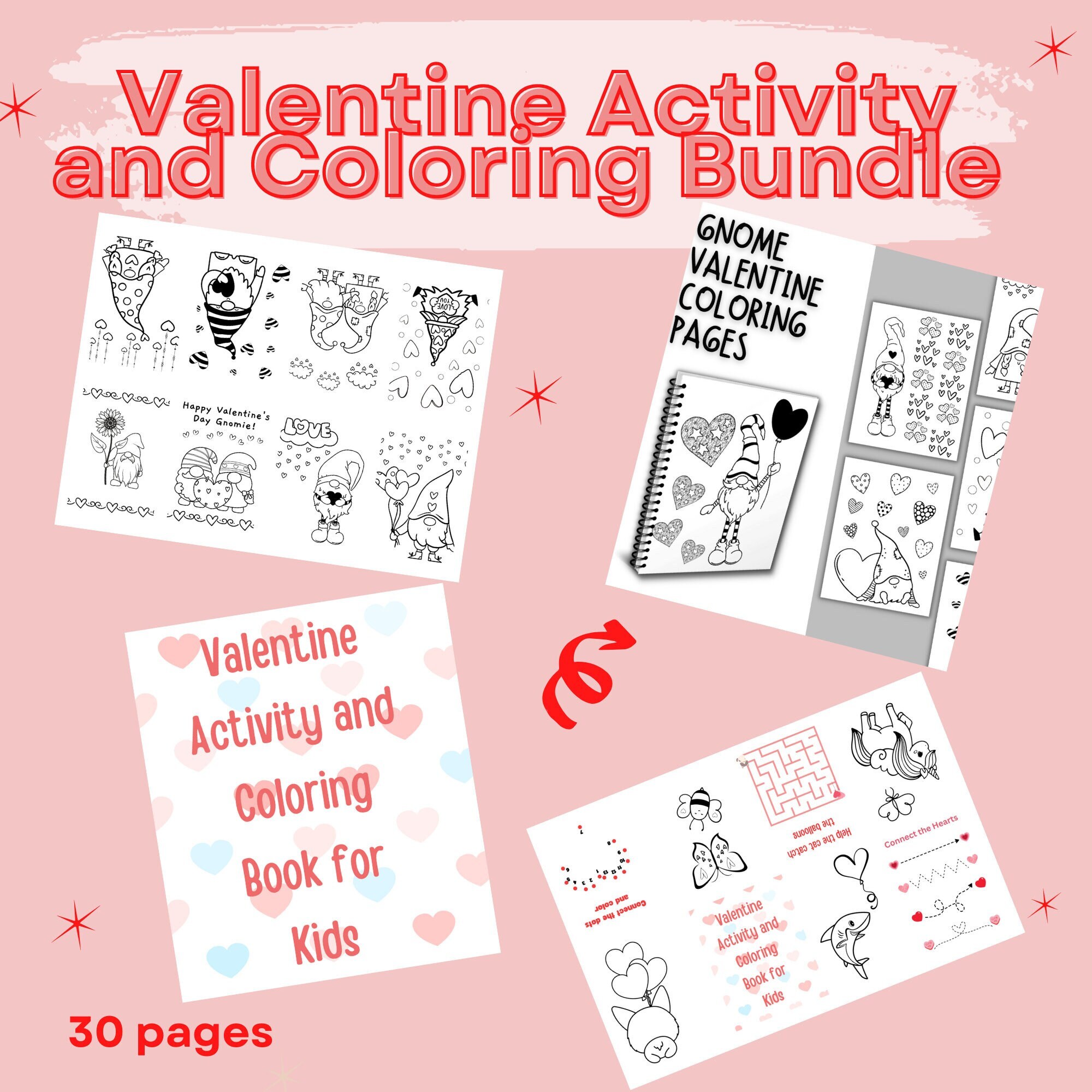 Printable Valentine's Day Activity Bundle for Kids, Valentine Activity ...