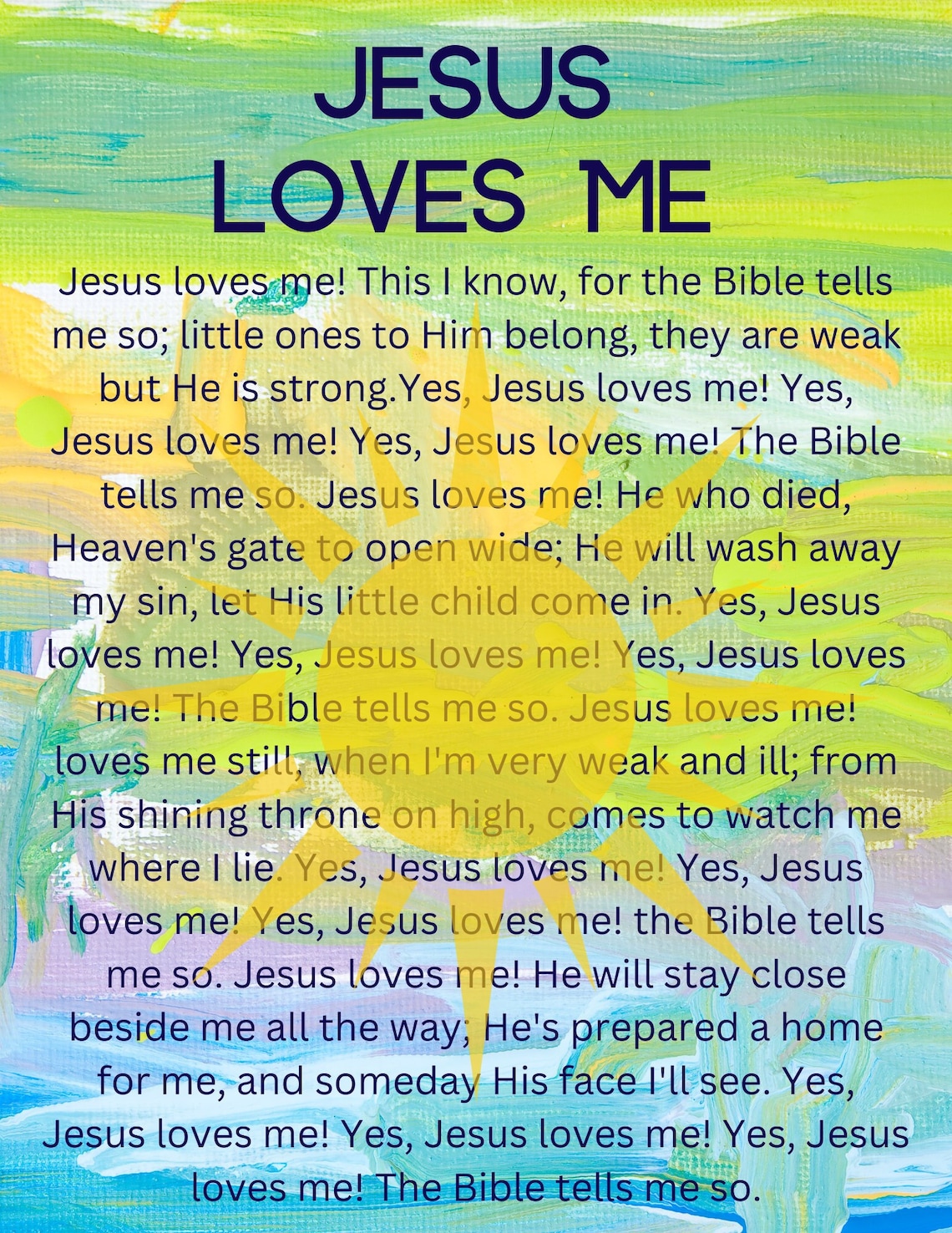 Jesus Loves Me Digital Download - Hymn Lyrics - Song Lyrics Wall Art ...