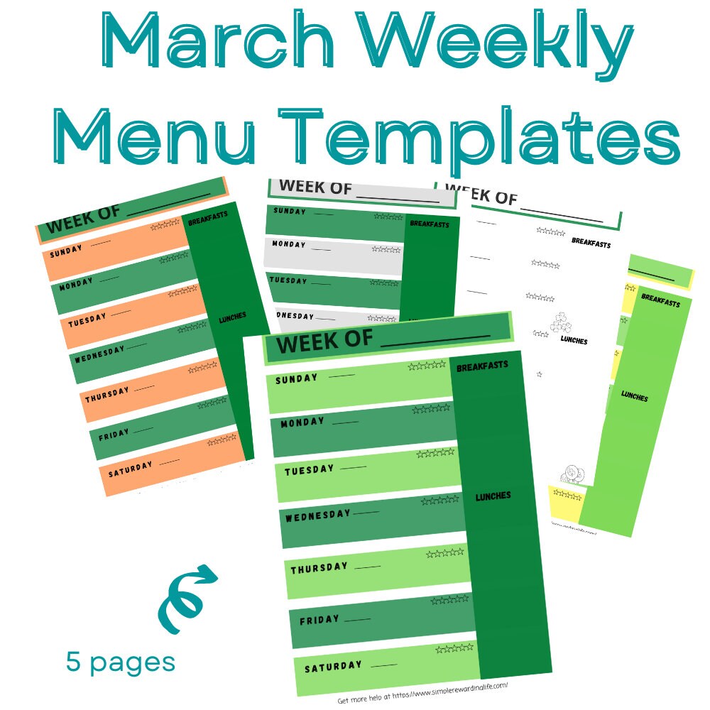 3 Month Menu Planner/weekly Menu Template/weekly Meal List/instant ...