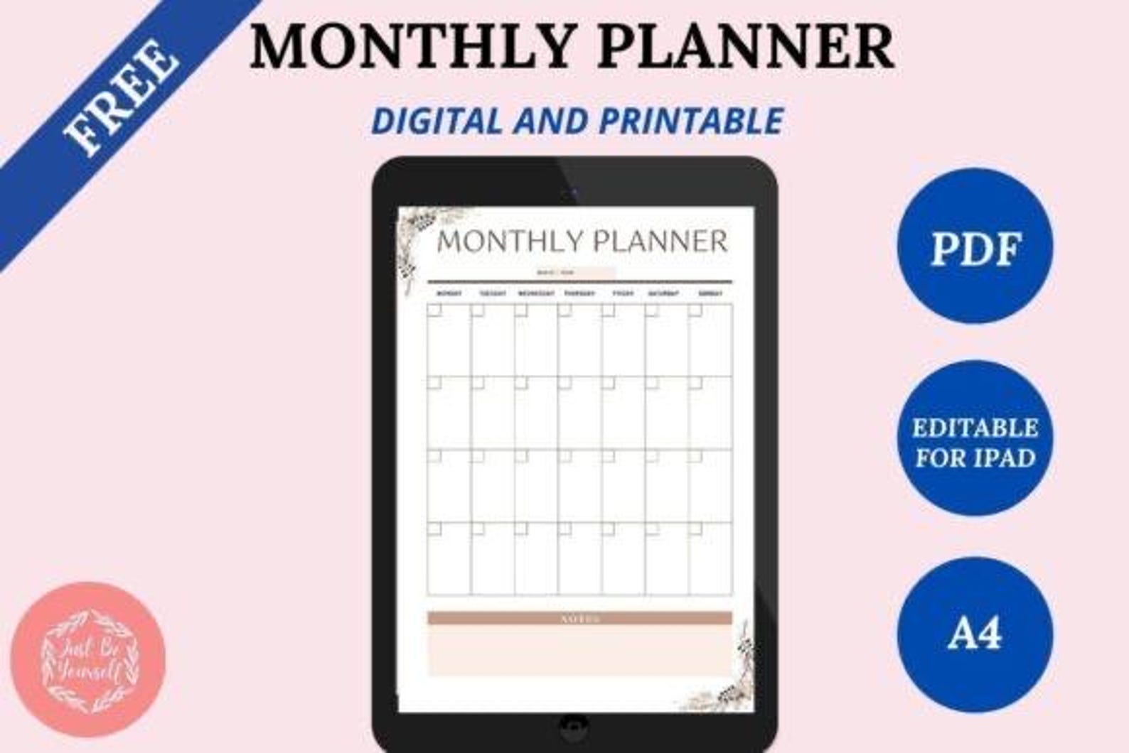Monthly Planner PNG Digital Download - Etsy
