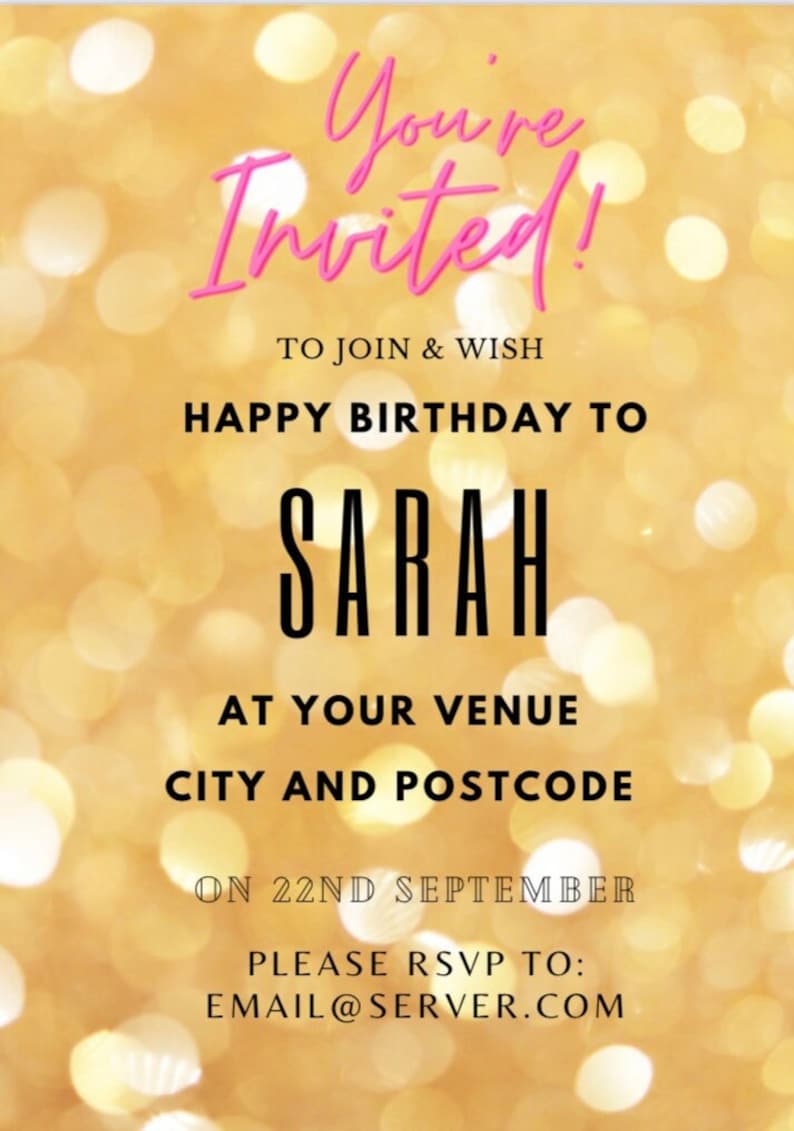 Happy Birthday Party Invite Canva Template - Etsy
