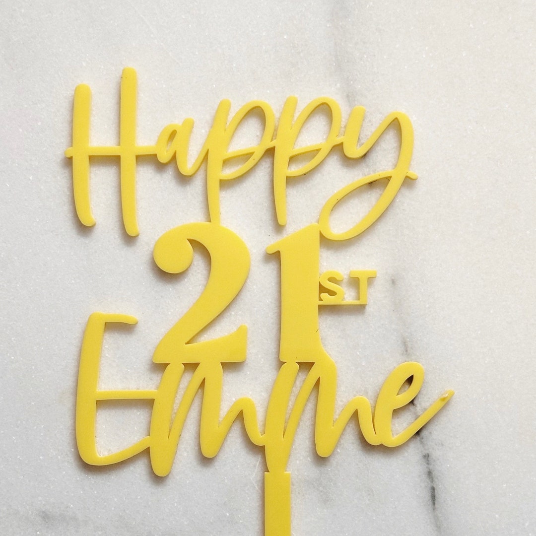 21st Birthday Cake Topper, Personalized Happy Twenty First Birthday ...
