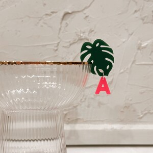 Leaf Drink Tags, Custom Color Drink Clips, Personalized Drink Markers ...