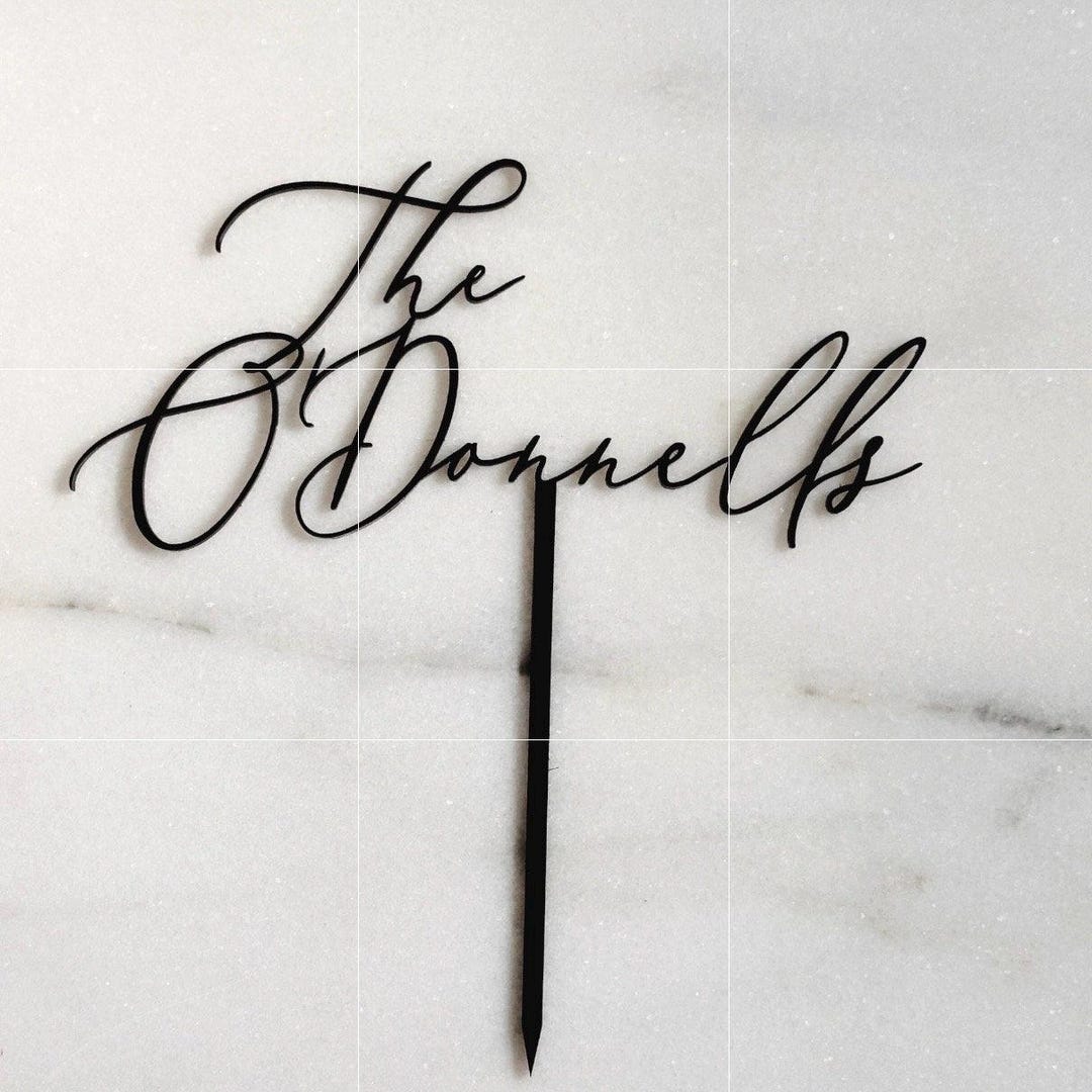 Custom Acrylic Wedding Cake Topper: Large Last Name Design - Etsy