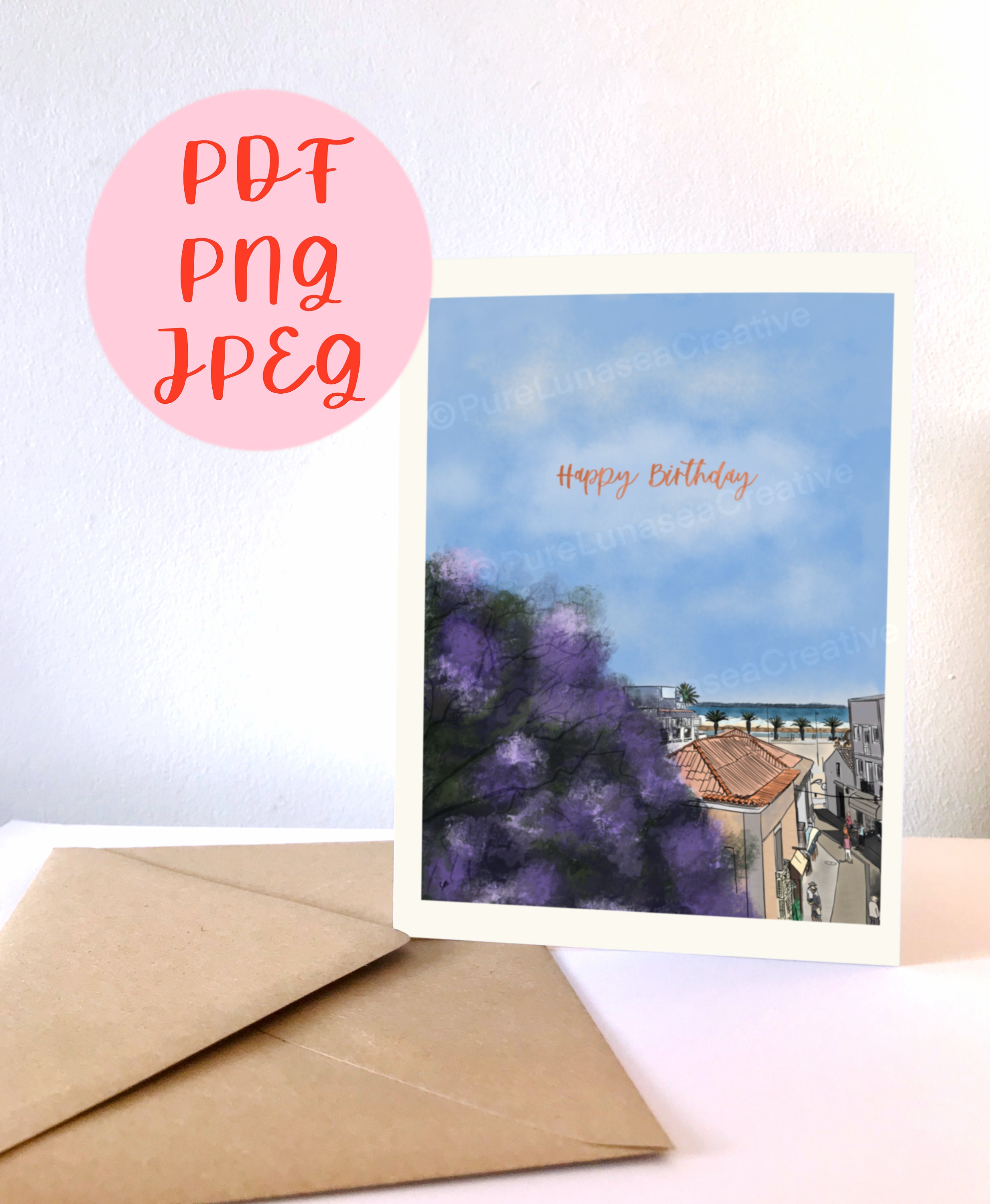 Lagos Portugal Birthday Card Digital Card Printable Card Art Card ...